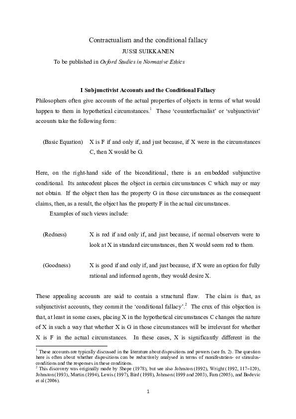 (PDF) Contractualism and the Conditional Fallacy