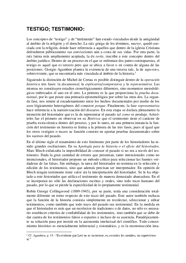 (PDF) Testigo, testimonio