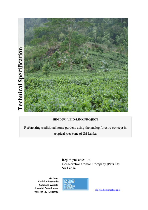 (PDF) Technical Specification Hiniduma Bio Link, Sri Lanka