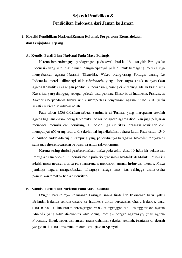 (PDF) Sejarah Pendidikan & Pendidikan Indonesia