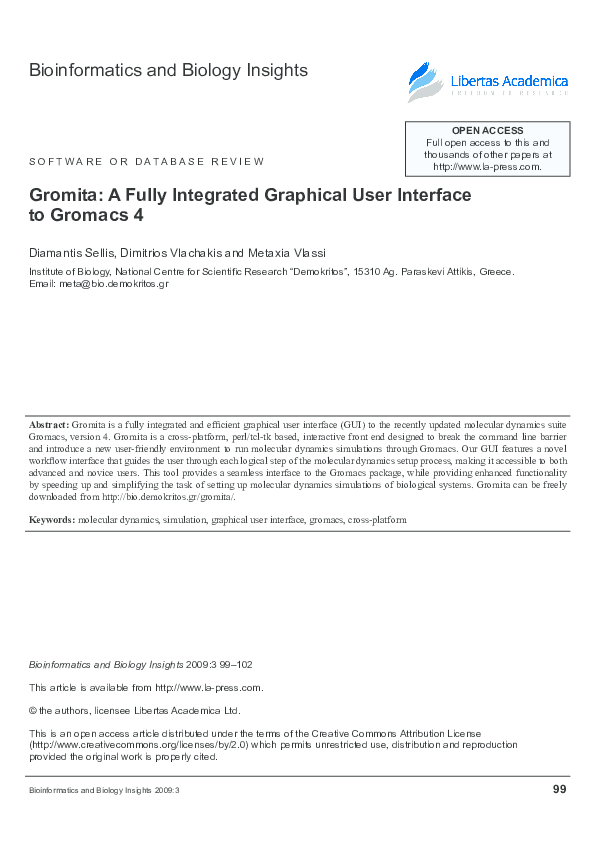 (PDF) Gromita: a fully integrated graphical user interface to gromacs 4