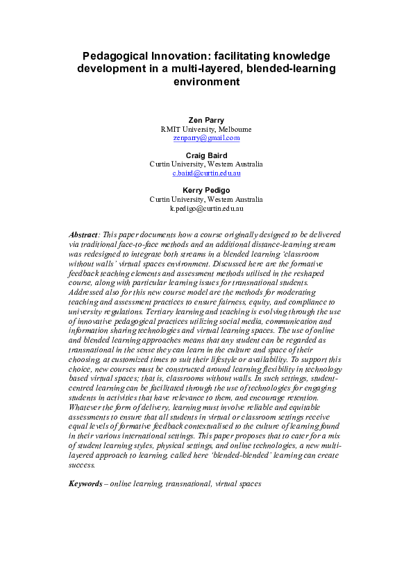 (PDF) MIND THE GAP: Pedagogical Innovation: facilitating knowledge ...