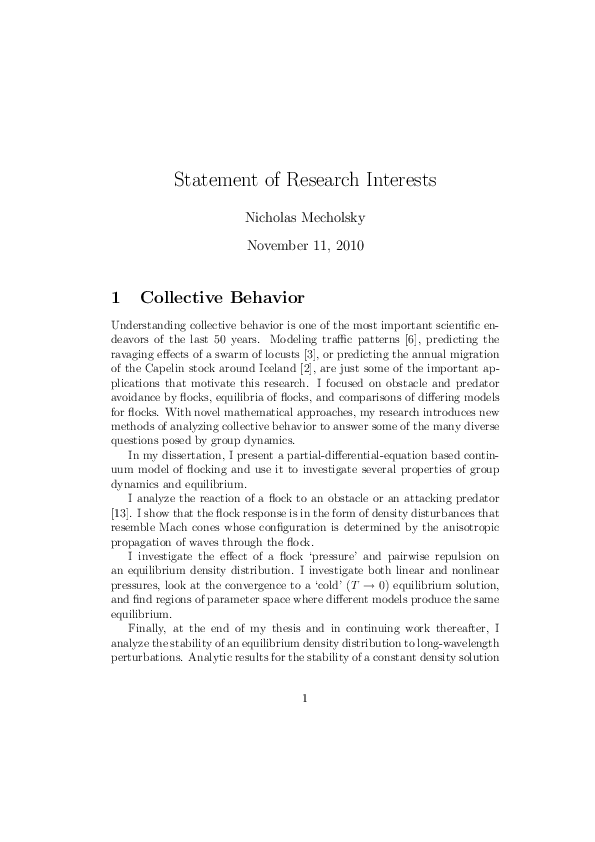 (PDF) 2010 Statement of Research Interests