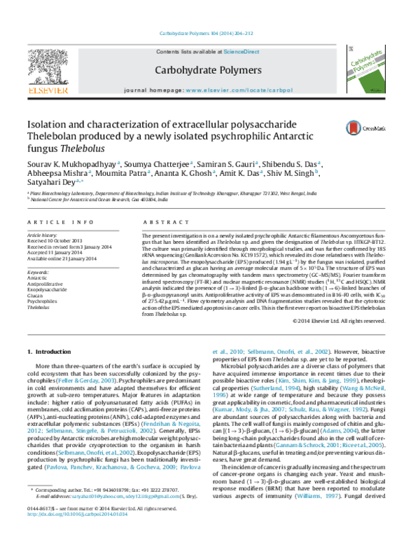 (PDF) Isolation and characterization of extracellular polysaccharideThelebolan produced by a ...