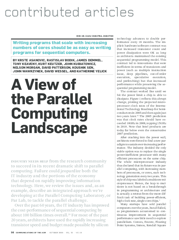 (PDF) A view of the parallel computing landscape | Tony Keaveny - Academia.edu
