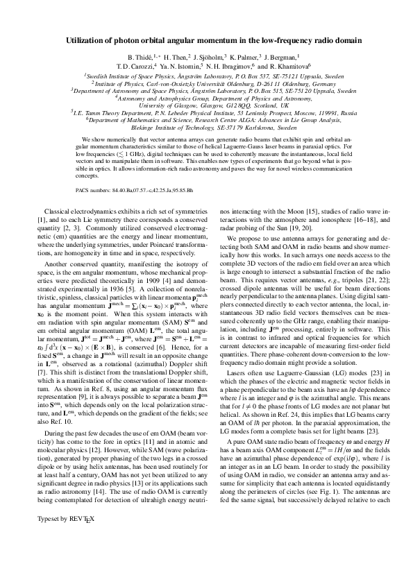 Pdf Utilization Of Photon Orbital Angular Momentum In The Low