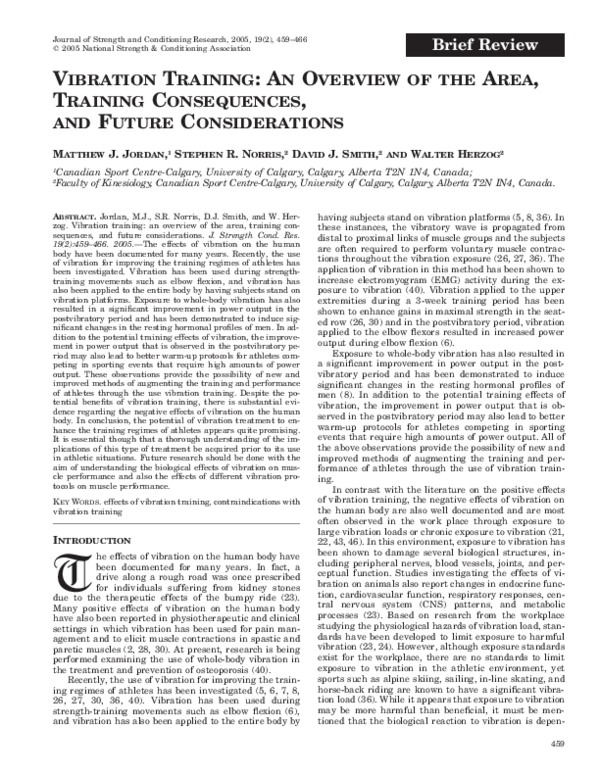 (PDF) Vibration Training: An Overview of the Area, Training ...