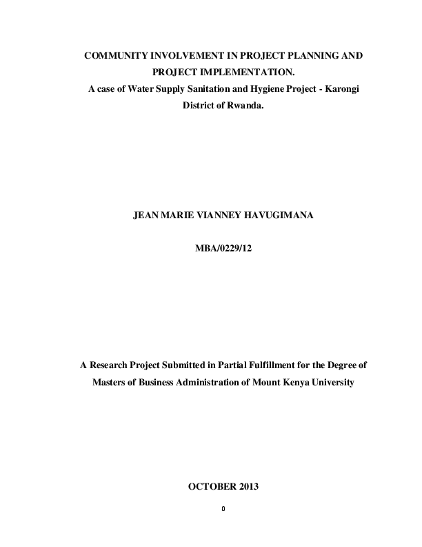 (PDF) COMMUNITY INVOLVEMENT IN PROJECT PLANNING AND