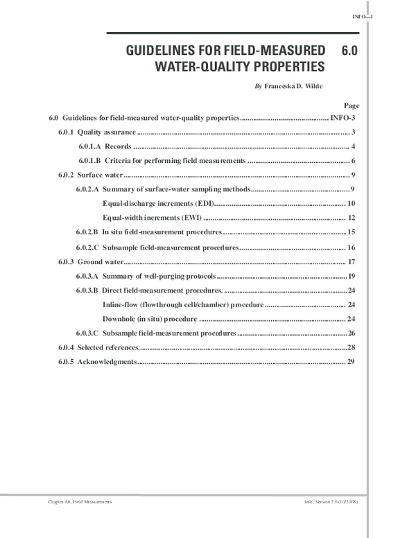 (PDF) GUIDELINES FOR FIELD-MEASURED 6.0 WATER-QUALITY PROPERTIES0 ...