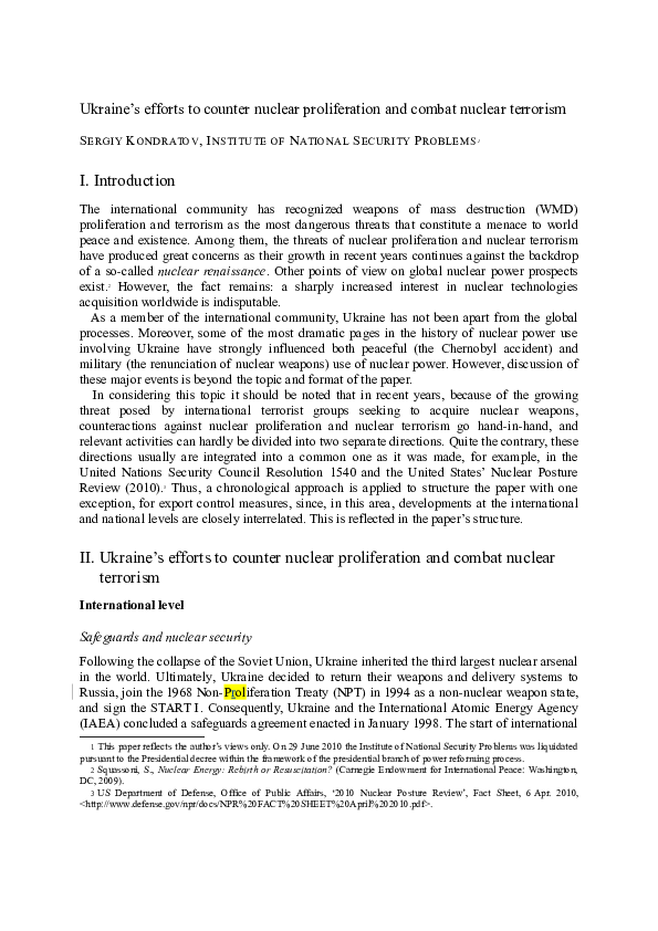 (DOC) Ukraine's efforts to counter nuclear proliferation and combat ...