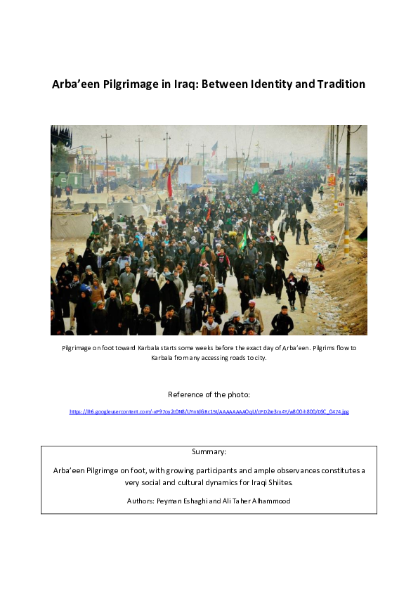 (PDF) Arba’een Pilgrimage in Iraq: Between Identity and Tradition