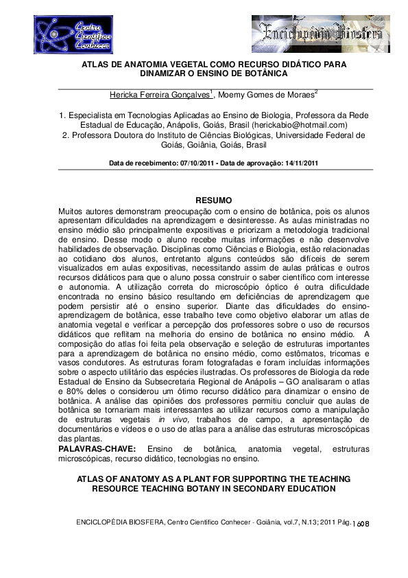 (PDF) Atlas de anatomia vegetal como recurso didático para dinamizar o ...