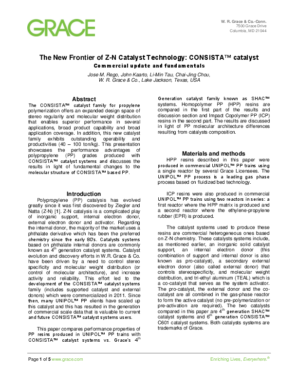 (PDF) The New Frontier of Z-N Catalyst Technology: CONSISTA™ catalyst ...