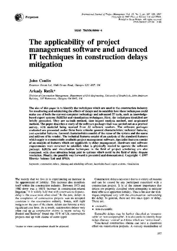 (PDF) The Applicability of Project Management Software and Advanced IT ...