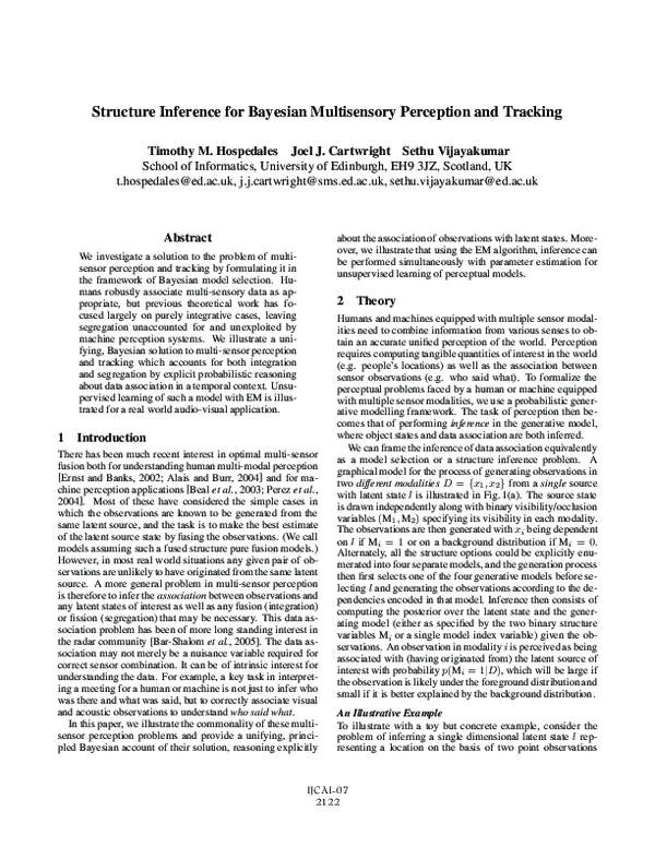 (PDF) Structure Inference for Bayesian Multisensory Perception and Tracking