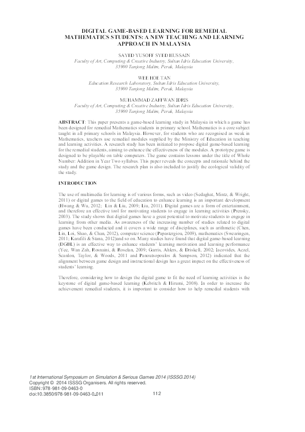 (PDF) Digital Game-based Learning for remedial Mathematics Students: A New Teaching and Learning ...