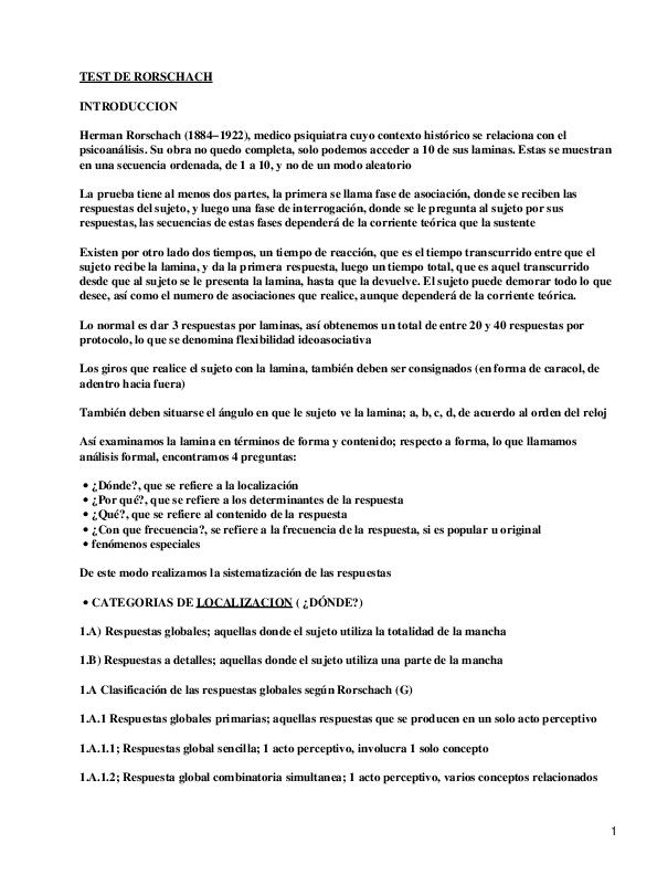 (PDF) TEST DE RORSCHACH