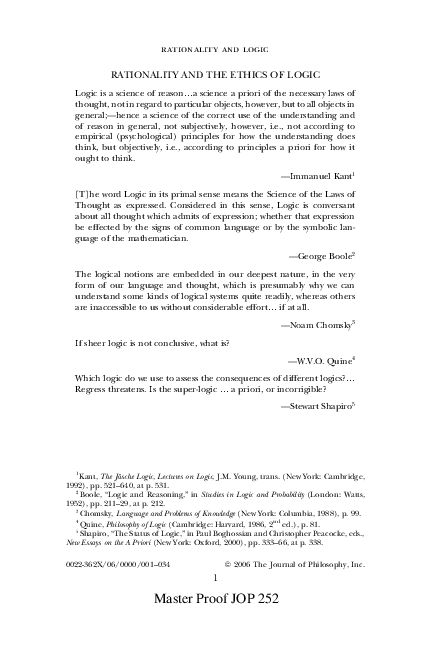 (PDF) Rationality and the Ethics of Logic