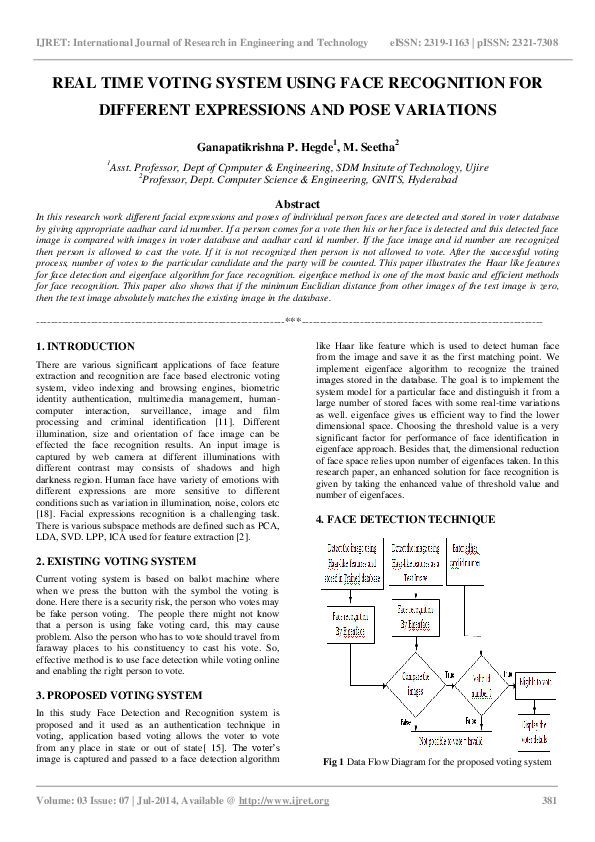 Pdf Real Time Voting System Using Face Recognition For Different