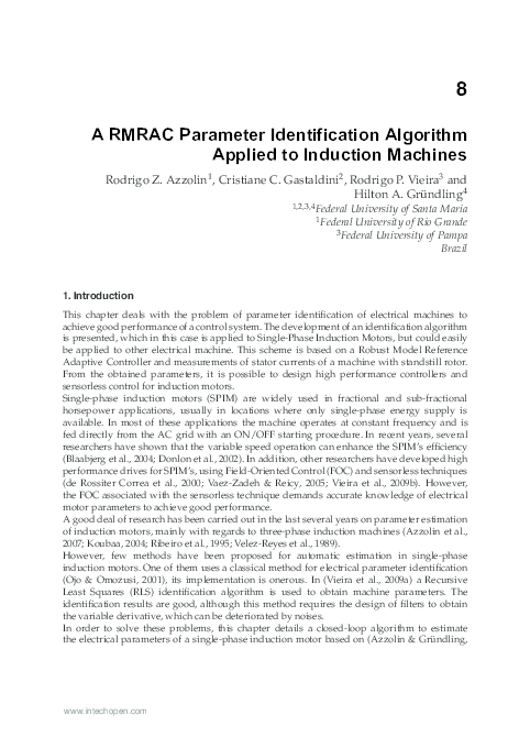 (PDF) 8 A RMRAC Parameter Identification Algorithm Applied to Induction Machines