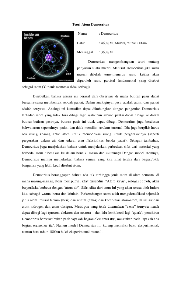 (DOC) Teori Atom Democritus