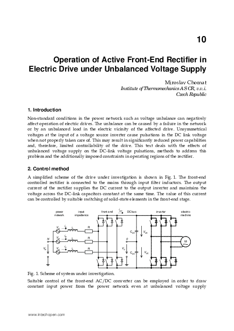 (PDF) Operation of Active Front-End Rectifier in Electric Drive under Unbalanced Voltage Supply