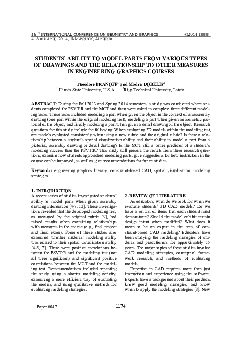 Students’ Ability to Model Parts from Various Types of Drawings and ...