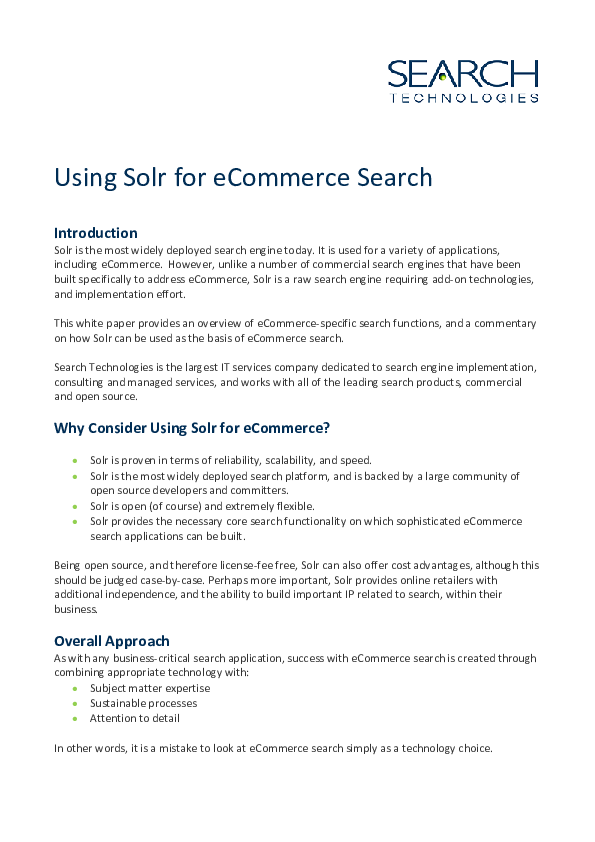 Pdf Using Solr For Ecommerce Search
