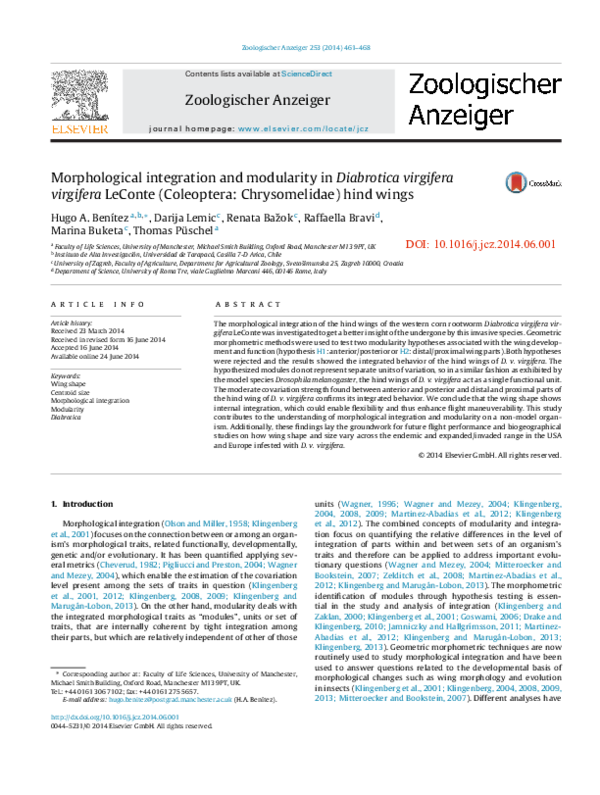(PDF) Wing shape Centroid size Morphological integration Modularity