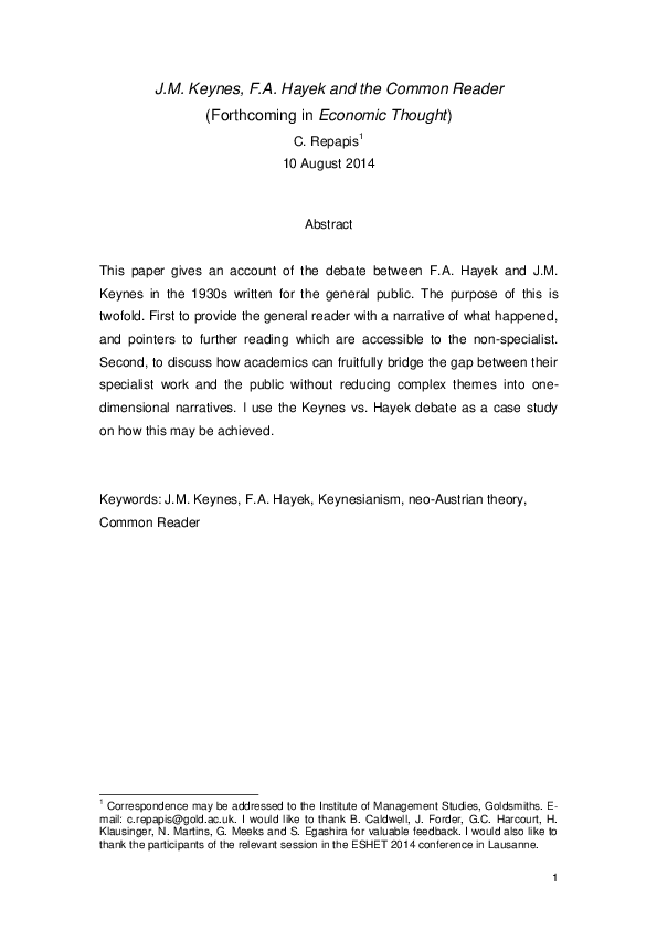 Keynes vs Hayek - Fight of the century