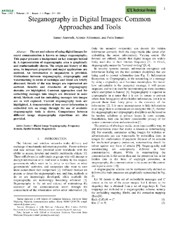 (PDF) Steganography in Digital Images: Common Approaches and Tools