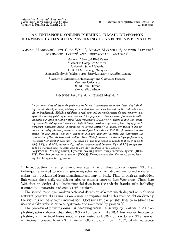 Pdf An Enhanced Online Phishing E Mail Detection Framework Based On