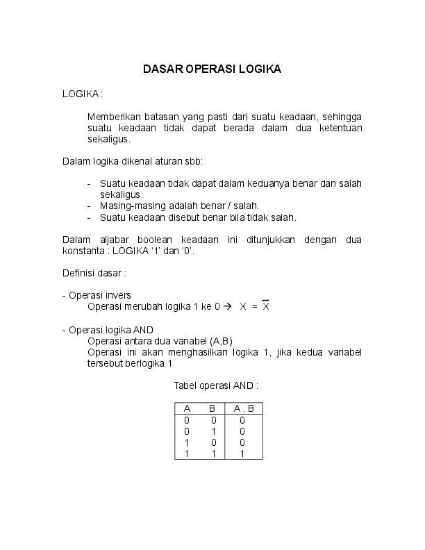 (DOC) DASAR OPERASI LOGIKA