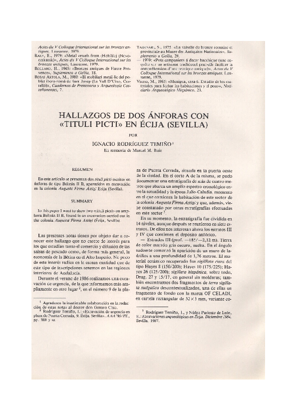 (PDF) Hallazgo de dos ánforas con 'tituli picti' en Écija (Sevilla)