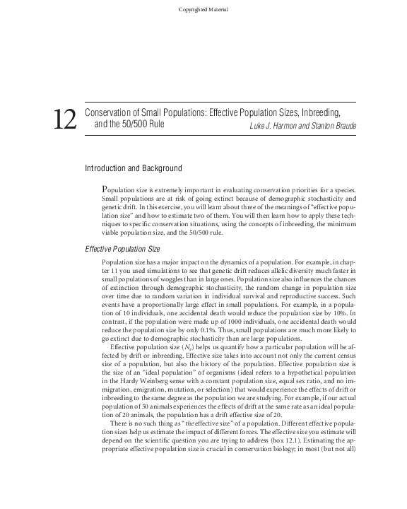 (PDF) 12 Conservation of Small Populations: Effective Population Sizes ...