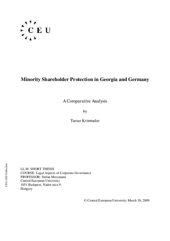 (PDF) Minority Shareholder Protection in Georgia and Germany A ...