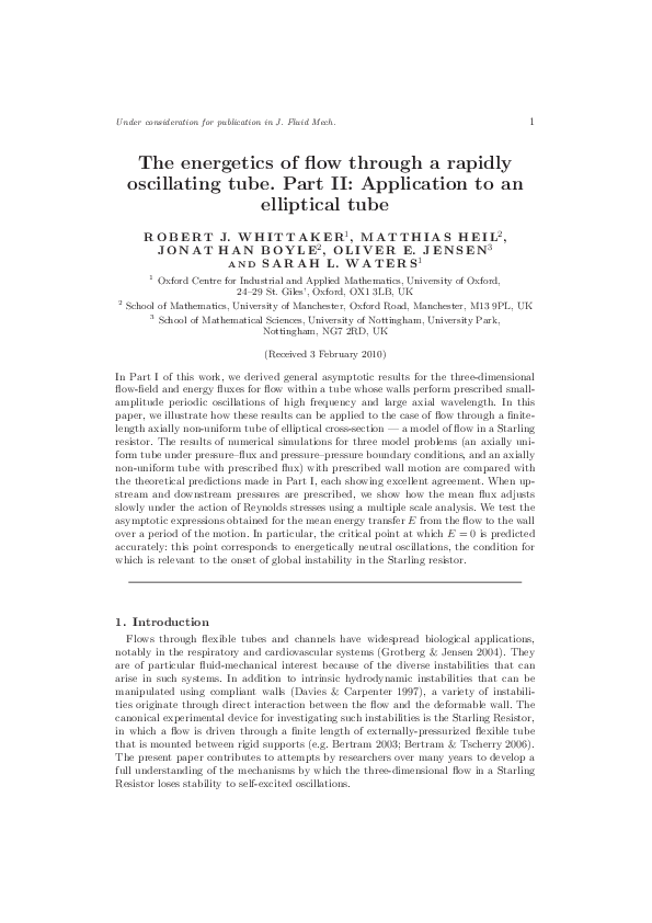 (PDF) The energetics of flow through a rapidly oscillating tube. Part 2 ...