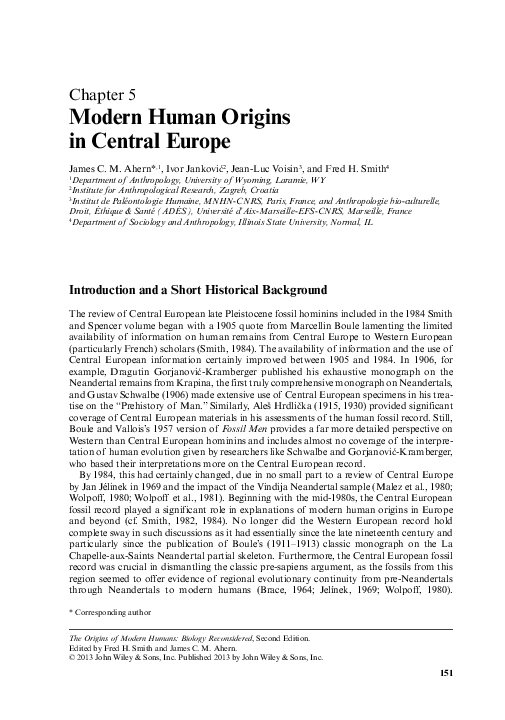 (PDF) Modern Human Origins in Central Europe