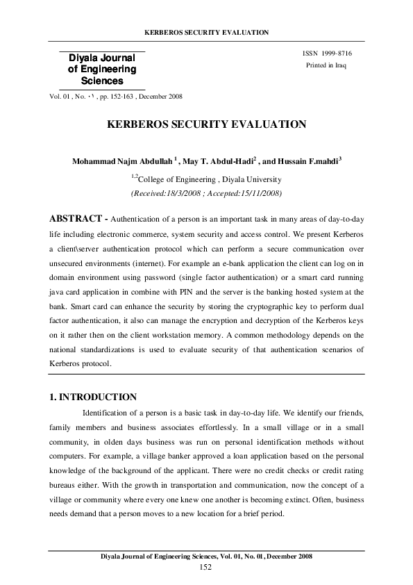 (PDF) Kerberos Security Evaluation
