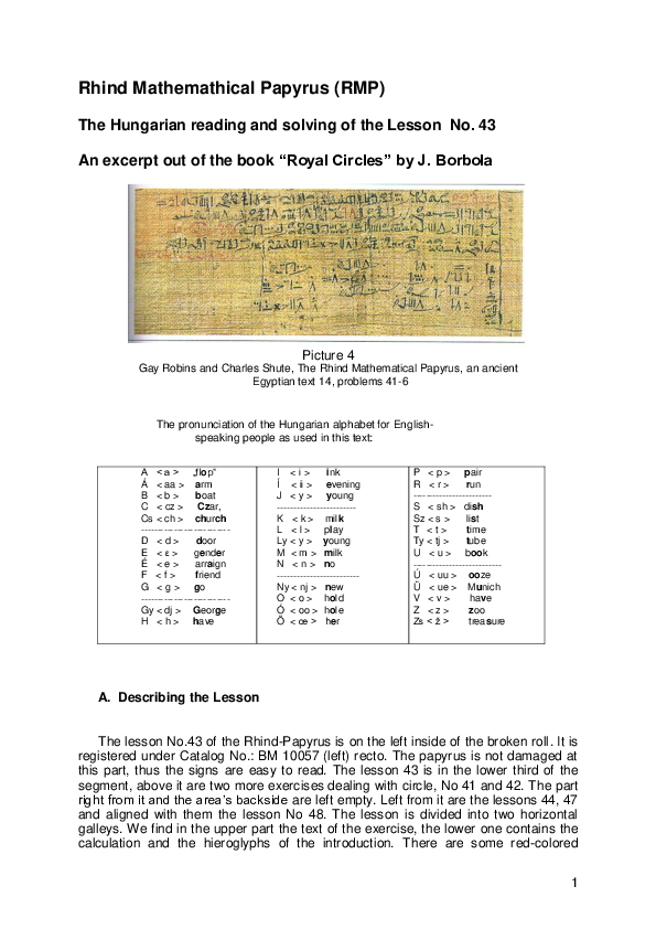 (PDF) Rhind Mathemathical Papyrus (RMP