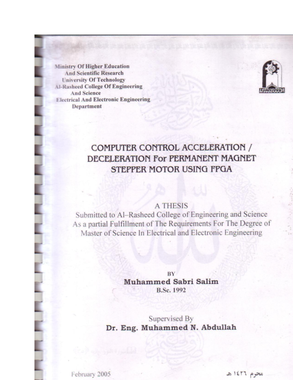 (PDF) Computer Control Acceleration/Deceleration For Permanent Magnet Stepper Motor using FPGA