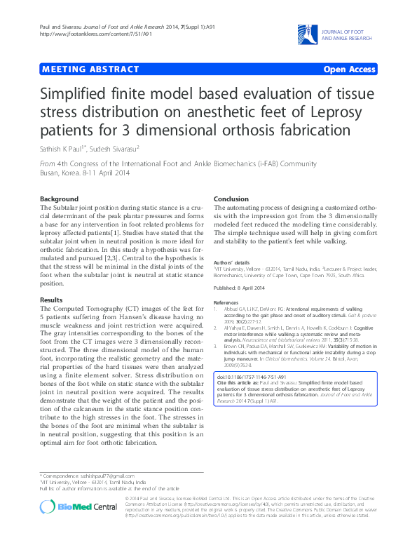 (PDF) Simplified finite model based evaluation of tissue stress ...