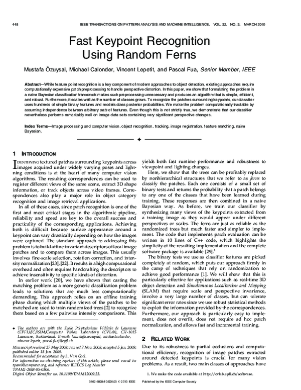 (PDF) Fast Keypoint Recognition Using Random Ferns