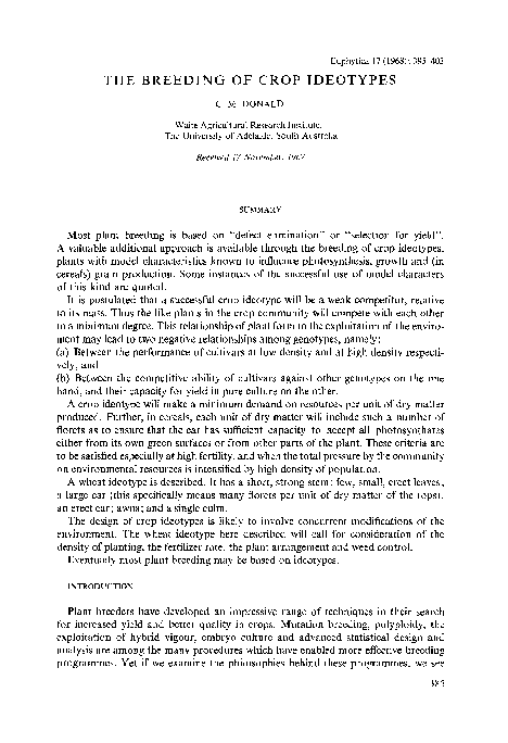(PDF) THE BREEDING OF CROP IDEOTYPES
