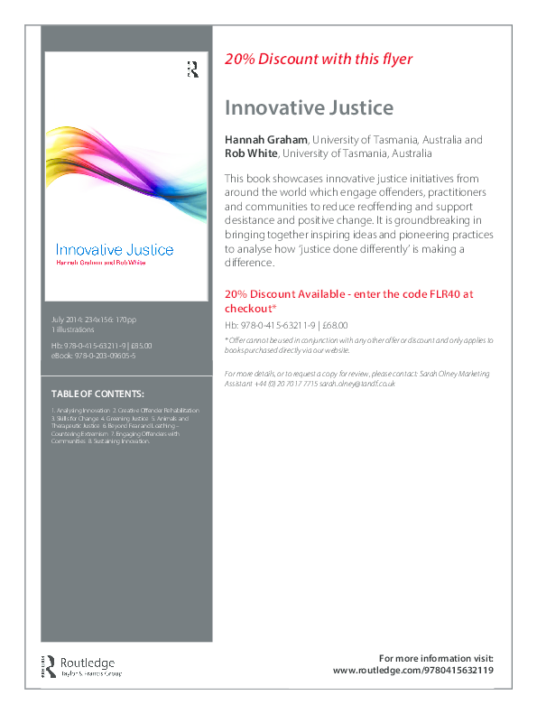 (PDF) Graham, H. & White, R. (2015) 'Innovative Justice' Routledge: London.