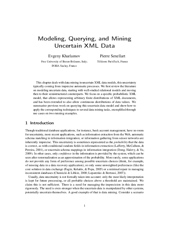 (PDF) Modeling and Mining Uncertain XML Data
