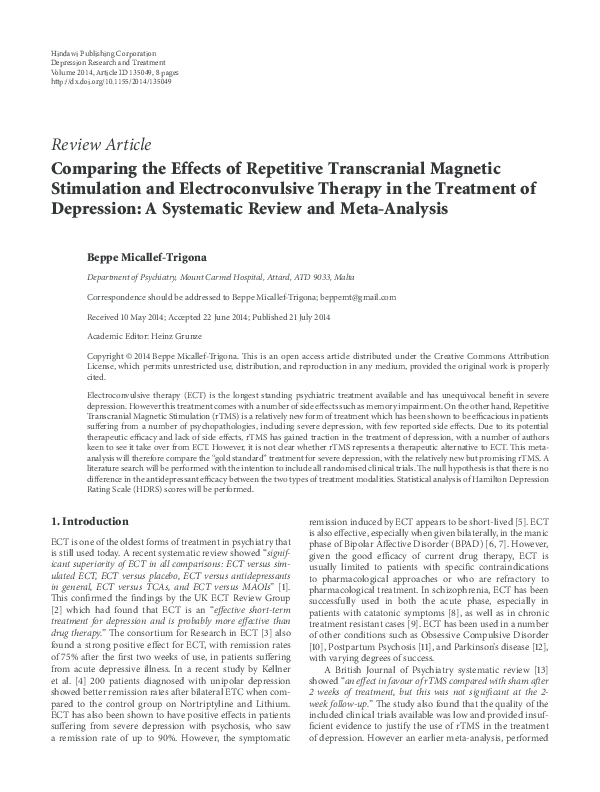 (PDF) Comparing the Effects of Repetitive Transcranial Magnetic Stimulation and ...