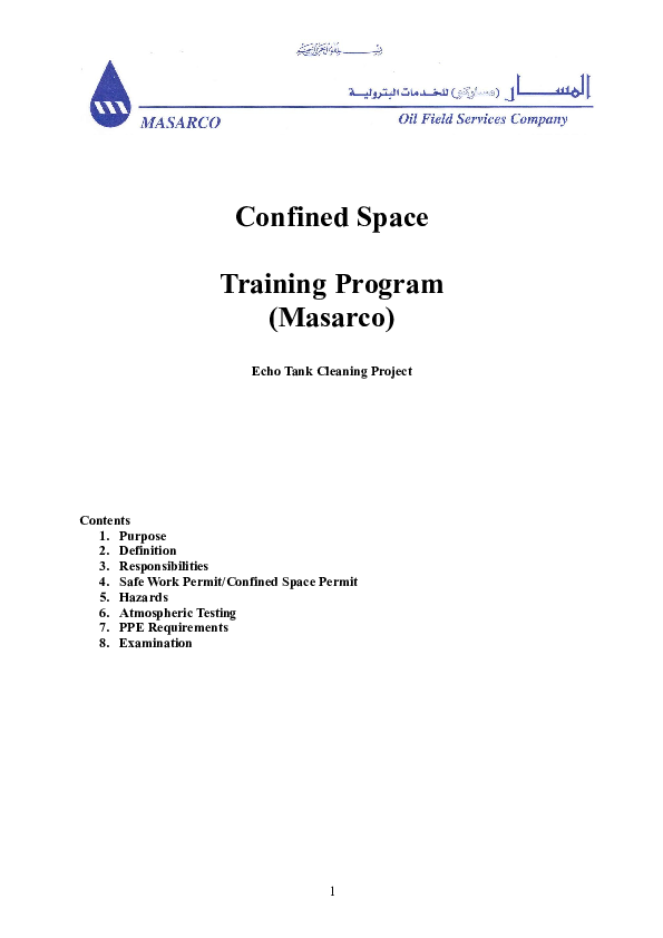 (DOC) Confined Space Training Program (Masarco