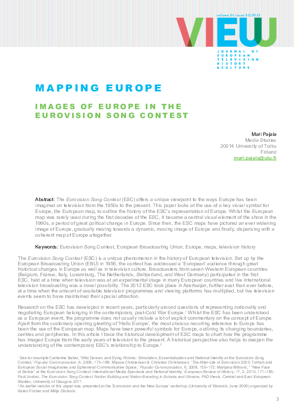 (PDF) Mapping Europe: Images of Europe in the Eurovision Song Contest