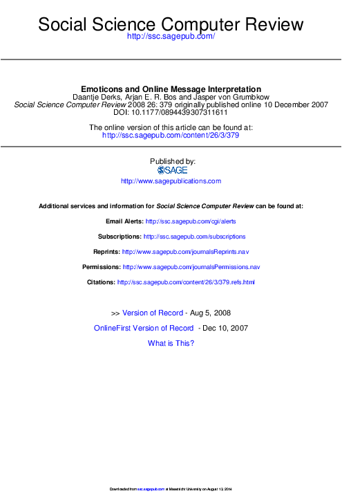 (PDF) Emoticons and Online Message Interpretation